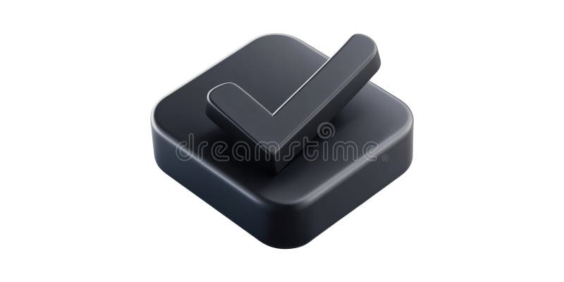 3D Black Checkmark Icon. Symbol of Approval and Confirmation in Digital ...