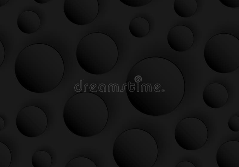 3D Black Circles Embossed Seamless Pattern on Dark Background and Rough ...