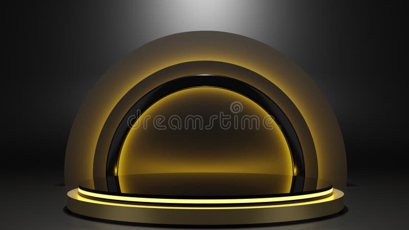 3d Black Color Podium Design with Golden Lights on Stock Illustration ...