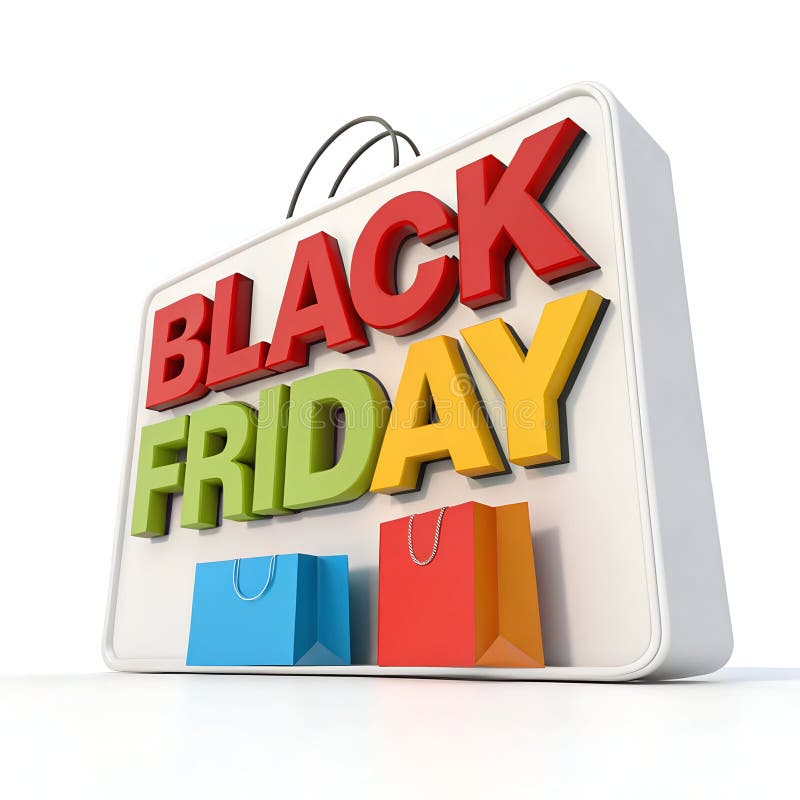 3D Black Friday Icon Render Isolated on White Background Stock ...