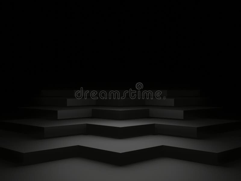 3D Black Geometric Stage. Dark Room Background Stock Illustration ...