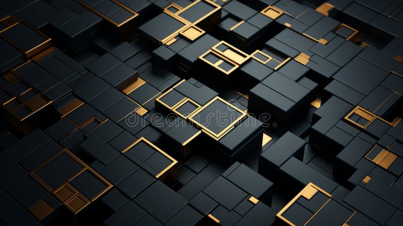 3d Black and Gold Abstract Background Stock Illustration - Illustration ...