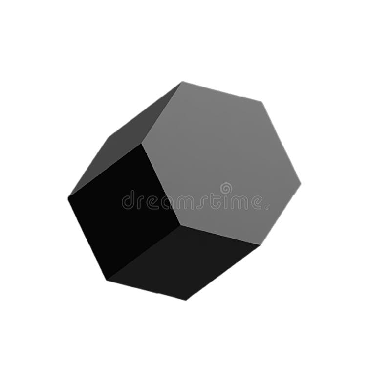 3D Black Hexagon Geometrical Shape Stock Illustration - Illustration of ...