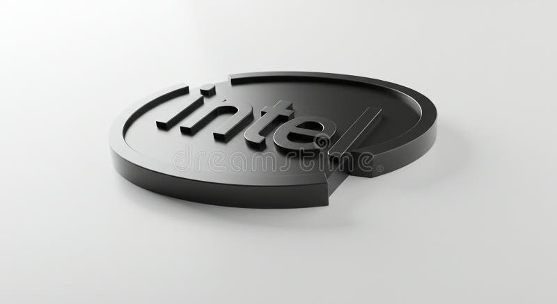 3D Black Intel Logo on a Light Gray Background. the Design Features ...
