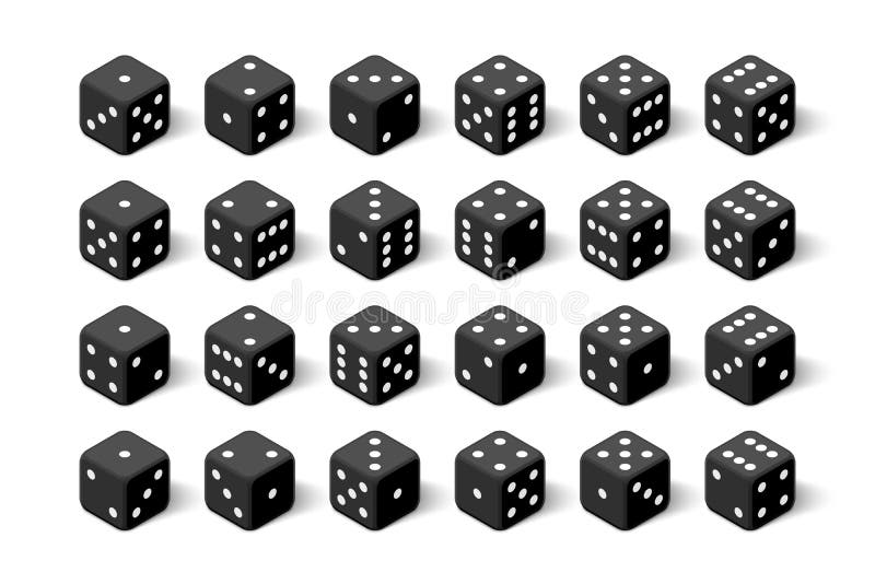 3d Black Isometric Dice Collection Stock Vector - Illustration of ...