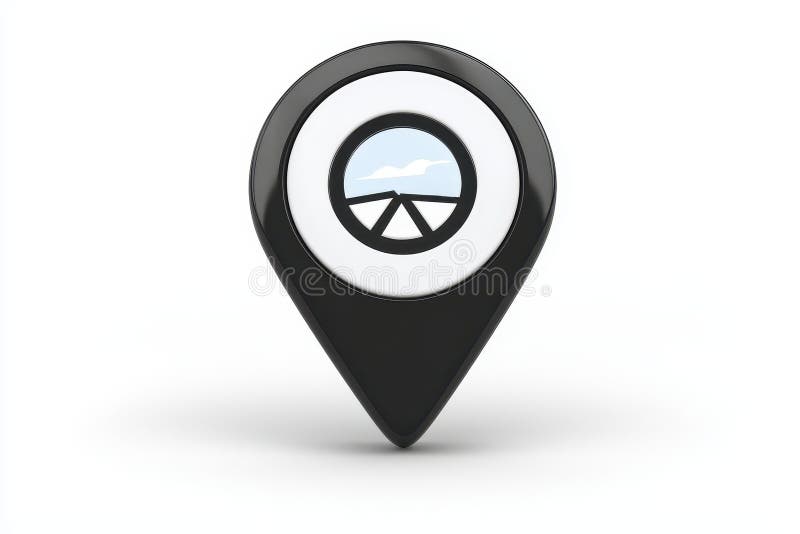 3D Black Map Pointer Icon Location Pin Travel Navigation GPS Route ...