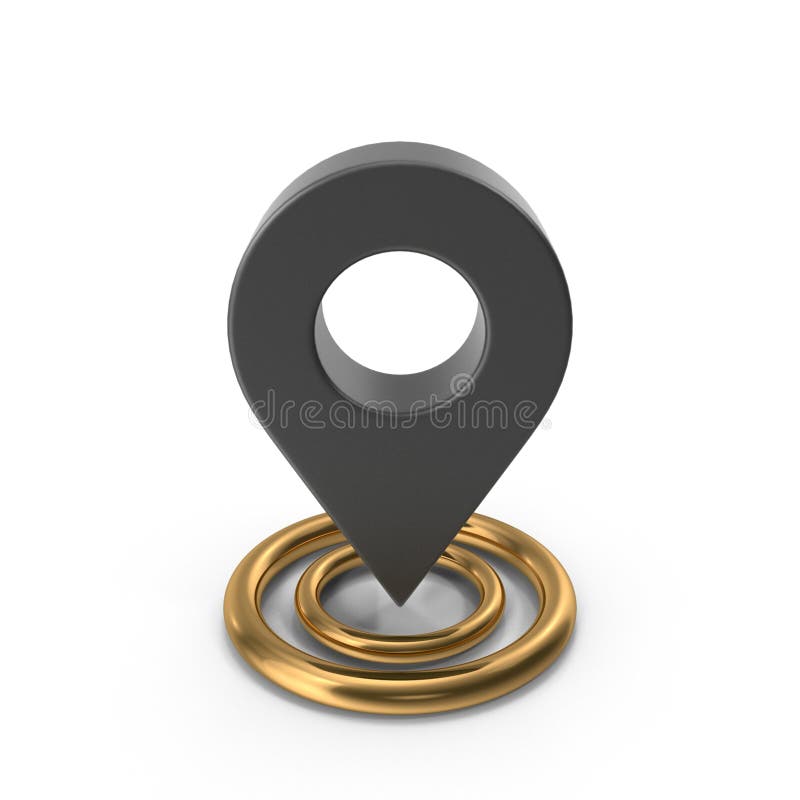 3D Black Map Pointer, Location Map Icon Stock Illustration ...