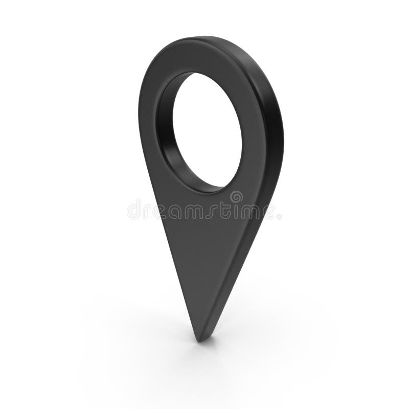 3D Black Map Pointer, Location Map Icon Stock Illustration ...