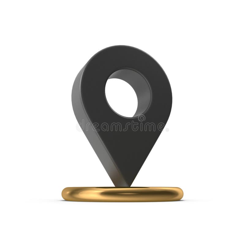 3D Black Map Pointer, Location Map Icon Stock Illustration ...