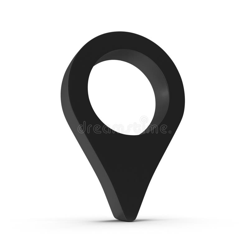 3D Black Map Pointer, Location Map Icon Stock Illustration ...