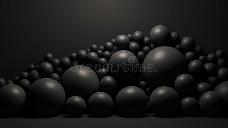 3D Black Matte Spheres of Different Sizes and Transparency. Dark Colour ...