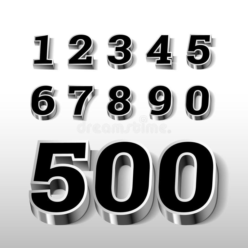 3d Black Numbers with Silver Outline Stock Vector - Illustration of ...