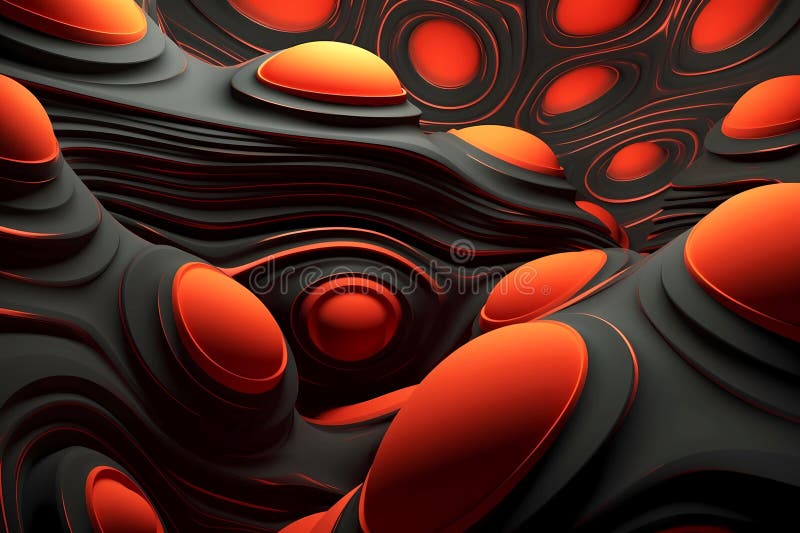 3D Black and Orange Abstract Wavy Bumpy Art Background. Generative AI ...