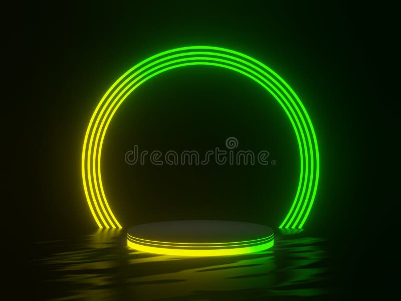 3D Black Product Stand with Gradient Lights Stock Illustration ...