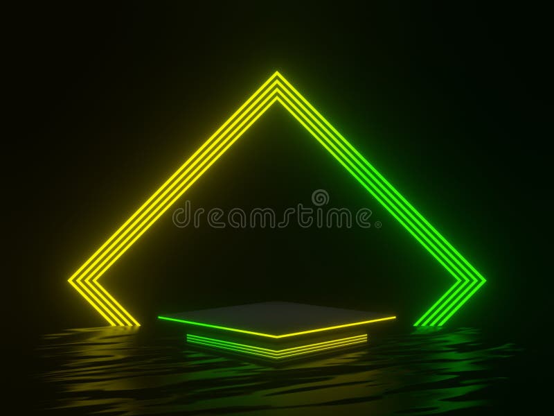 3D Black Product Stand with Gradient Lights Stock Illustration ...