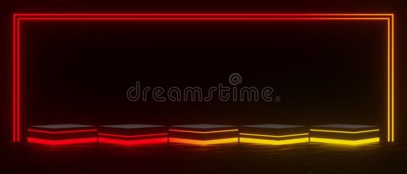 3D Black Product Stand with Gradient Lights Stock Illustration ...