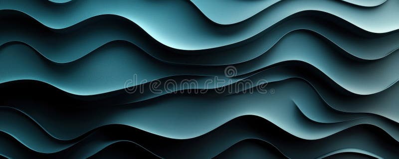 3D Black and Teal Abstract Carved Relief with Wavy Patterns and ...