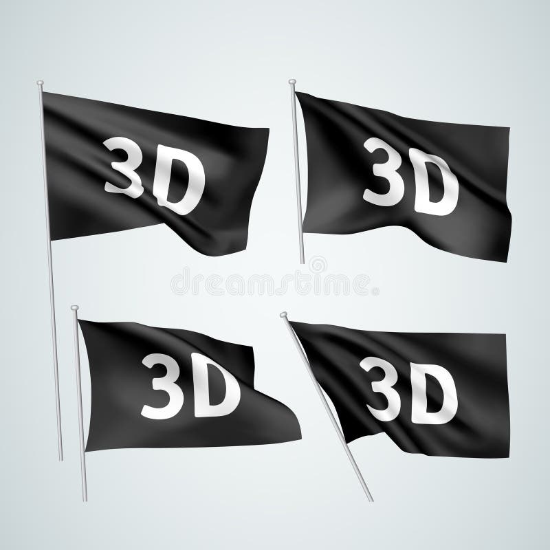 3D - black vector flags stock vector. Illustration of dark - 81526868