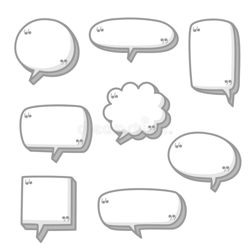 3d Black and White Color Speech Bubble Balloon with Quotation Marks ...