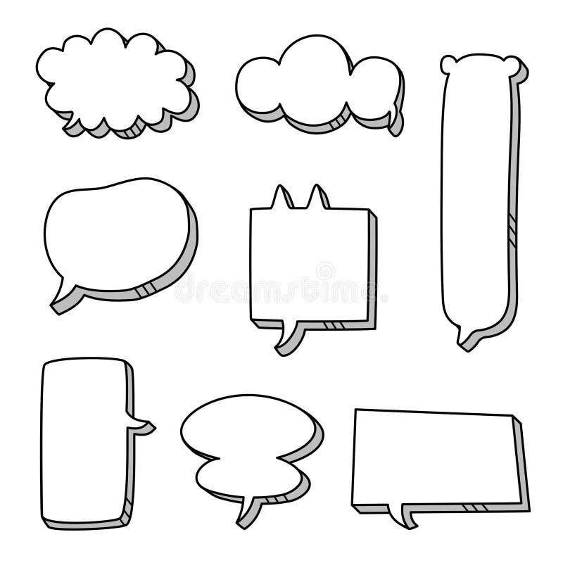 3d Black and White Color Speech Bubble Balloon, Think Frame Border ...