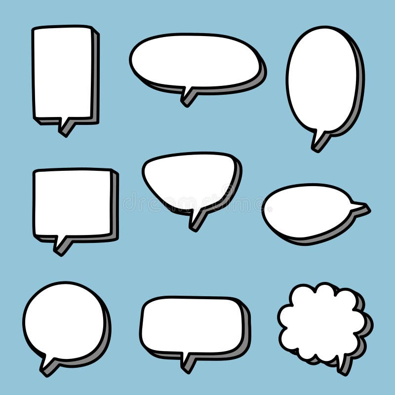 3d Black and White Color Speech Bubble Balloon, Think Frame Border ...