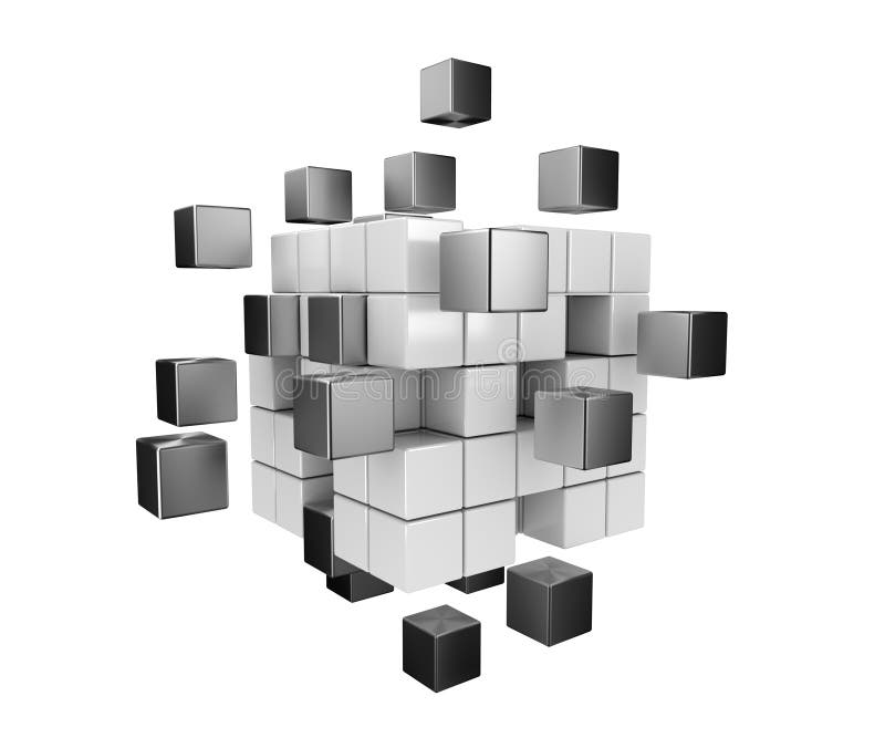 3D black and white cubes stock illustration. Illustration of concept ...