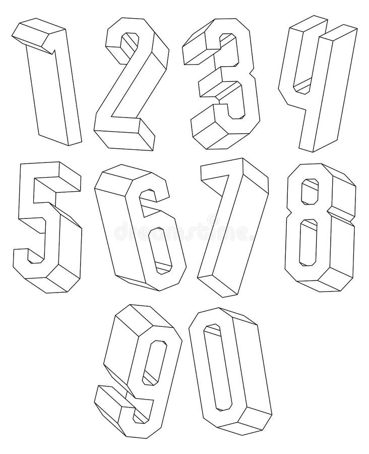 3d Geometric Numbers with Halftone Dots Textures. Stock Vector ...