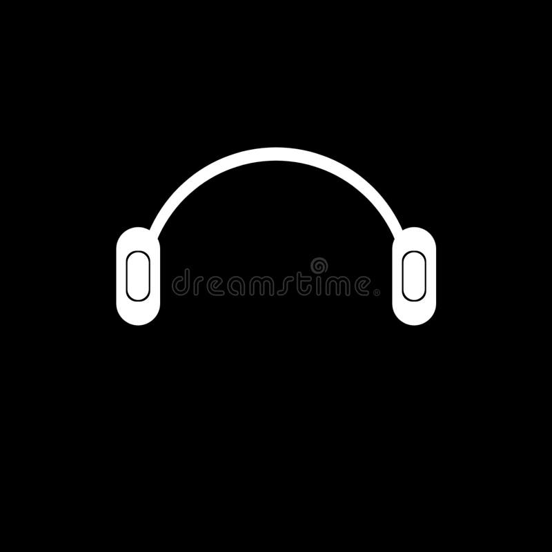 2D Black and White Headphone Icon Stock Illustration - Illustration of ...