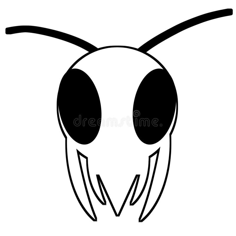 2D Black and White Insect Head Icon Stock Illustration - Illustration ...
