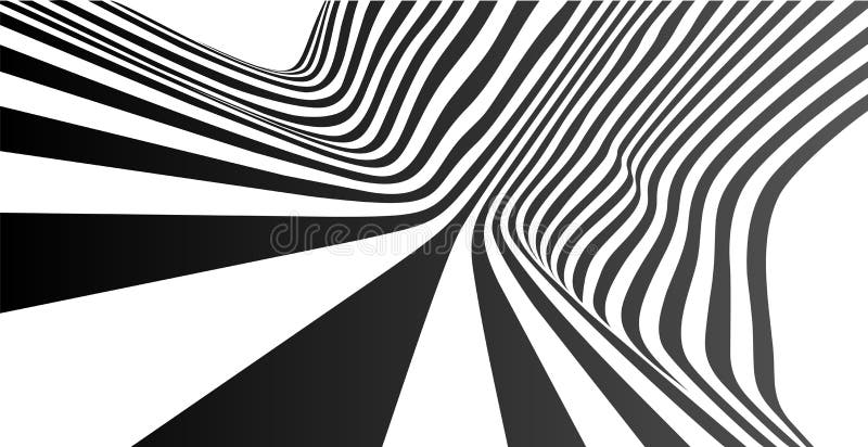 3D Black White Lines, Perspective, Digital Abstract Elements Vector ...
