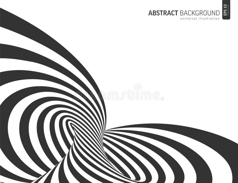 3D Black White Lines, Perspective, Digital Abstract Swirl Vector ...