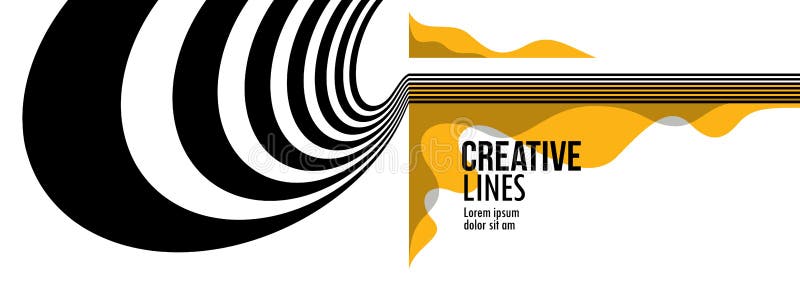 3D Black and Yellow Lines in Perspective Abstract Vector Background ...