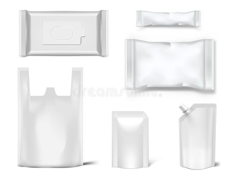 3D Blank Clear White Food Packaging Set Stock Vector - Illustration of ...