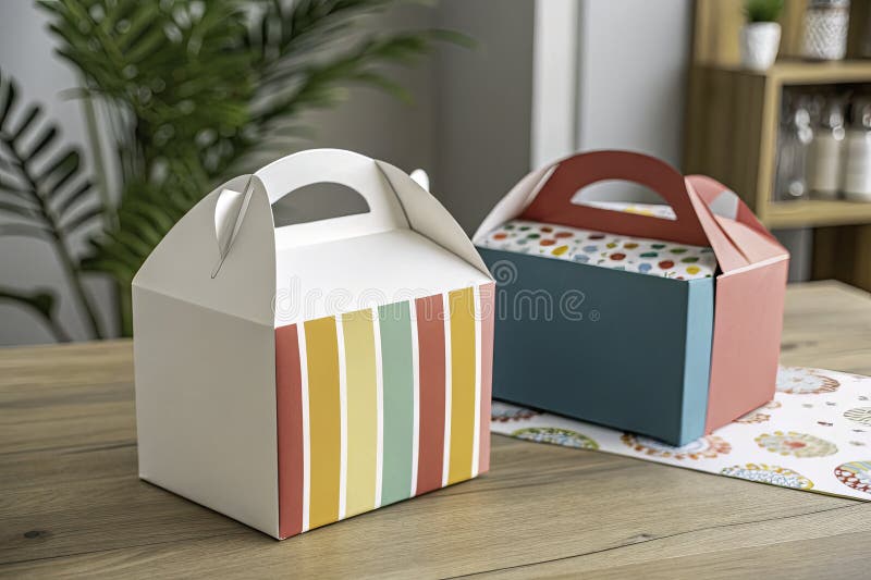 3D Blank Gift Box with Handle Die-Cut Template Mockup: Versatile Design ...