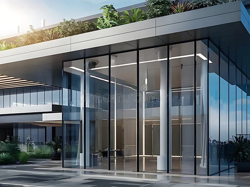 3D Blank Logo Mockup on Modern Building Exterior Stock Illustration ...