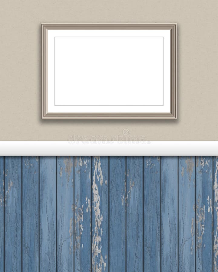 3D Blank Picture Frame on a Grunge Wall Stock Illustration ...
