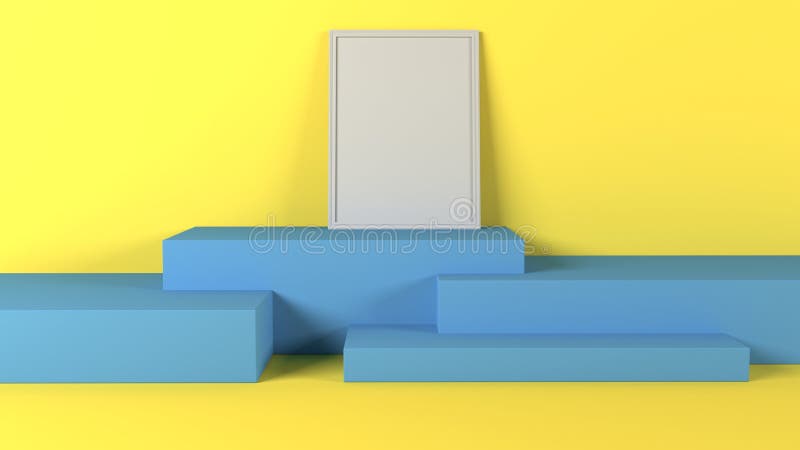 3D Blank Picture Frames on Empty Wall Stock Illustration - Illustration ...