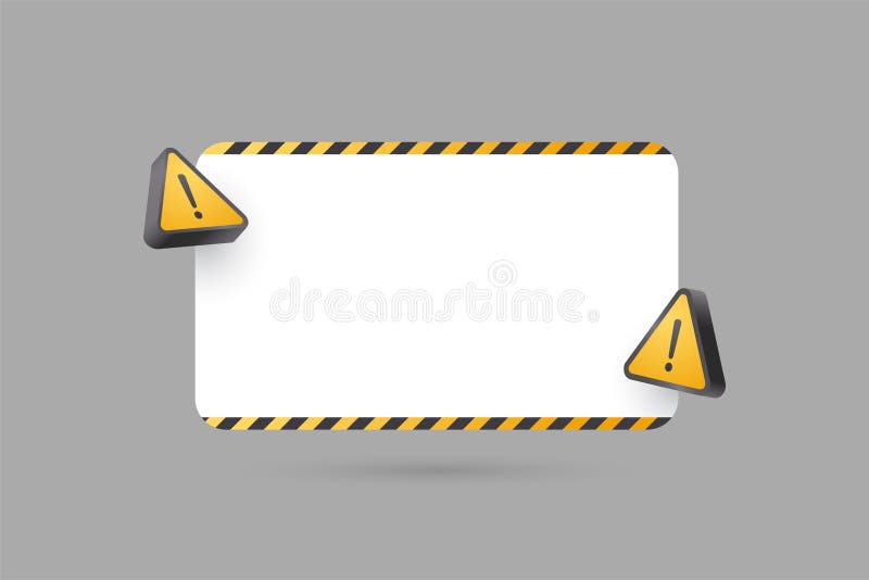 3d Yellow Warning Sign Notification Page Element Banner Design Stock ...