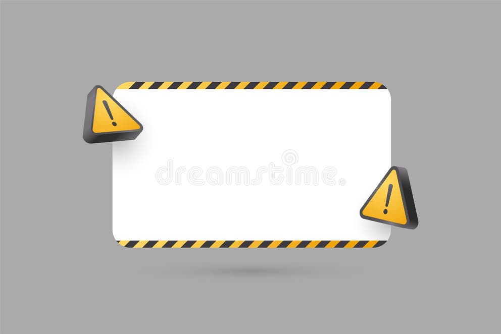 3d Blank White Warning Sign Notification Page Element Banner Design ...