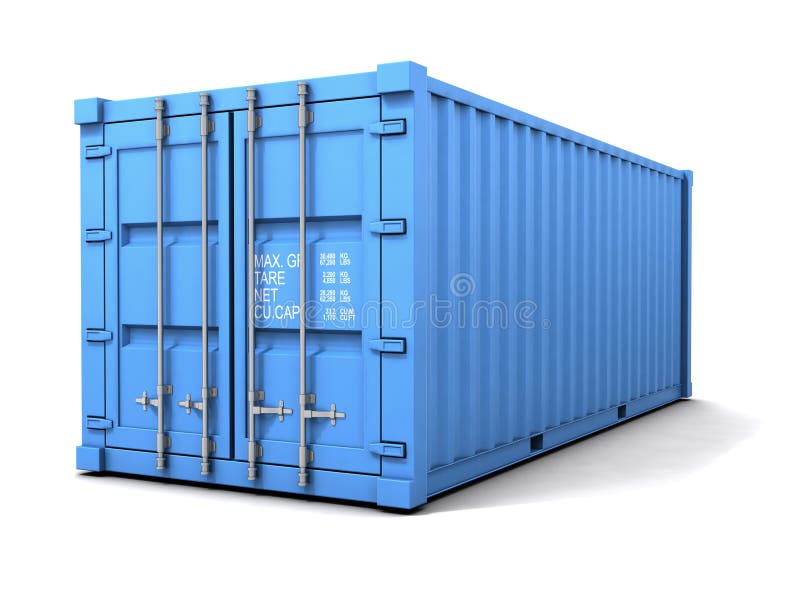 3d Blauwe vrachtcontainer stock illustratie. Illustration of ...
