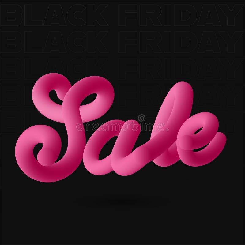 3D Blend Pink Sale Font Against Black Stock Illustration - Illustration ...