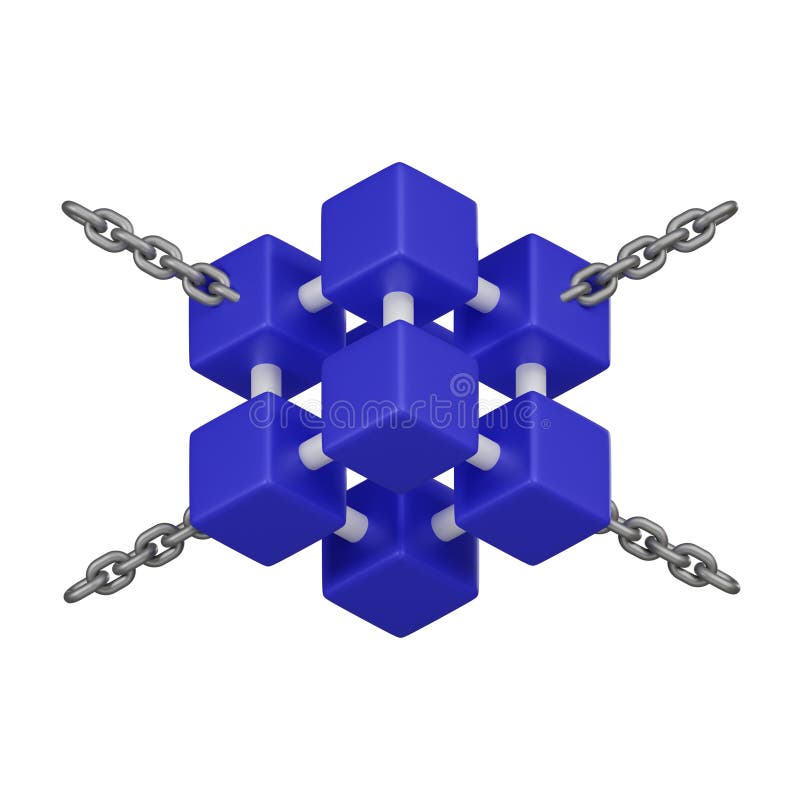 3D Blockchain Network Concept with Chains 3d Icon Stock Image ...