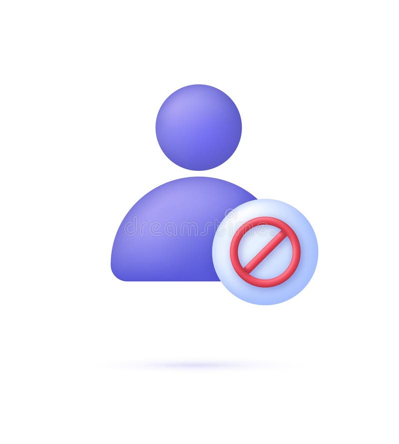 3D Blocked User Icon. Block Profile Icon. Stop Group. Prohibition Sign ...