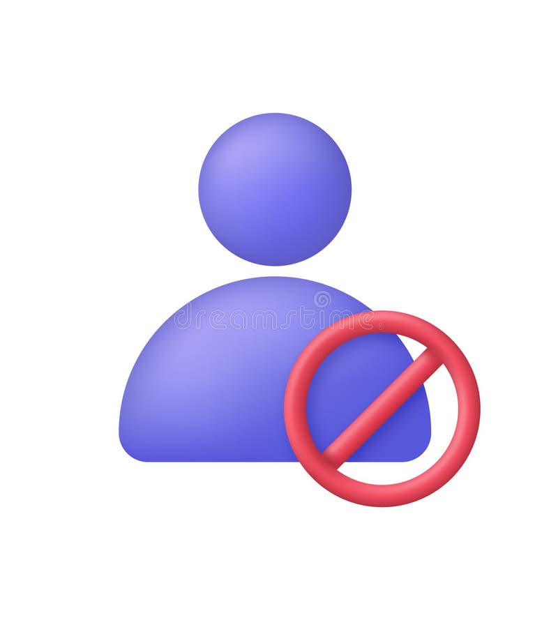 3D Blocked User Icon. Block Profile Icon. Stop Group. Prohibition Sign ...