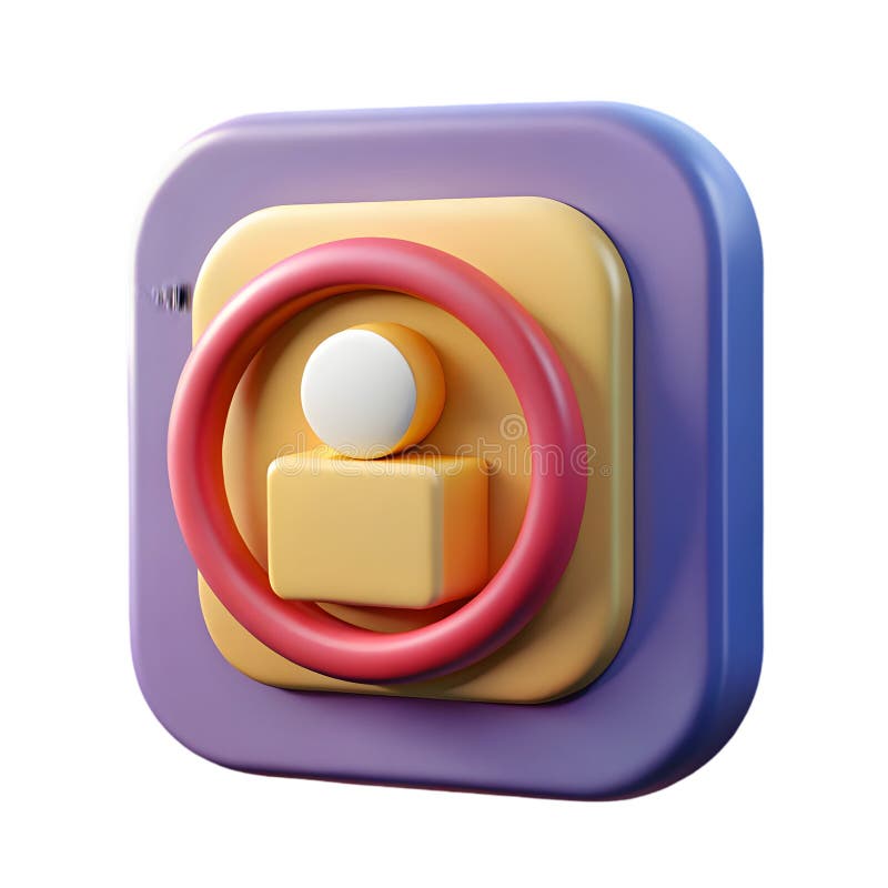 3D Blocked User Icon stock illustration. Illustration of design - 370145462