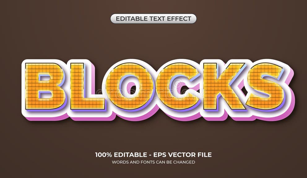 3D Blocks Text Effect. Editable Kid S Game Graphic Styles Stock Vector ...