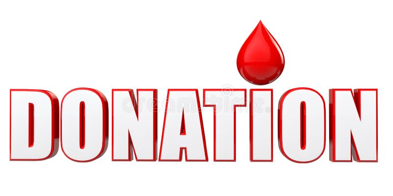 3d Blood Drop and Donation Text Stock Illustration - Illustration of ...