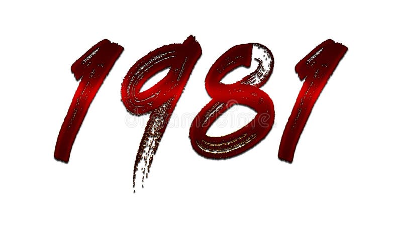 3D Blood Red Number Design of 1981 on White Background Stock ...
