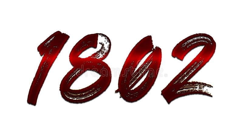 3D Blood Red Number Design of 1802 on White Background Stock ...