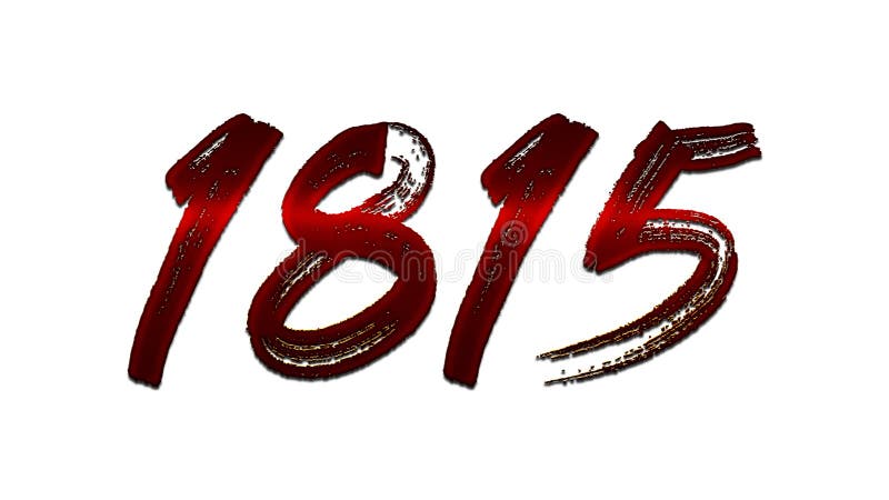 3D Blood Red Number Design of 1815 on White Background Stock ...
